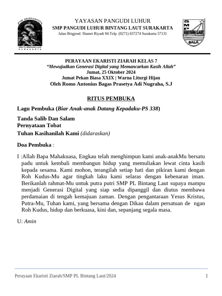 Teks Misa Ziarah 2025 | PDF