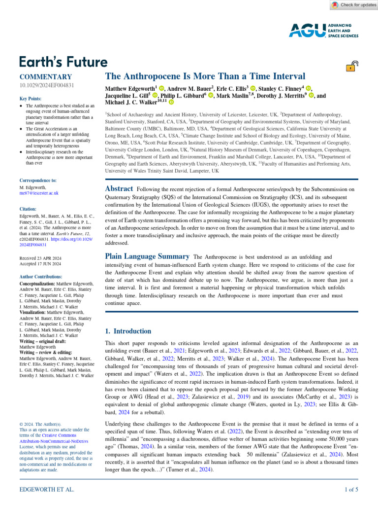 Rethinking the Anthropocene Concept | PDF | Anthropocene | Geologic ...