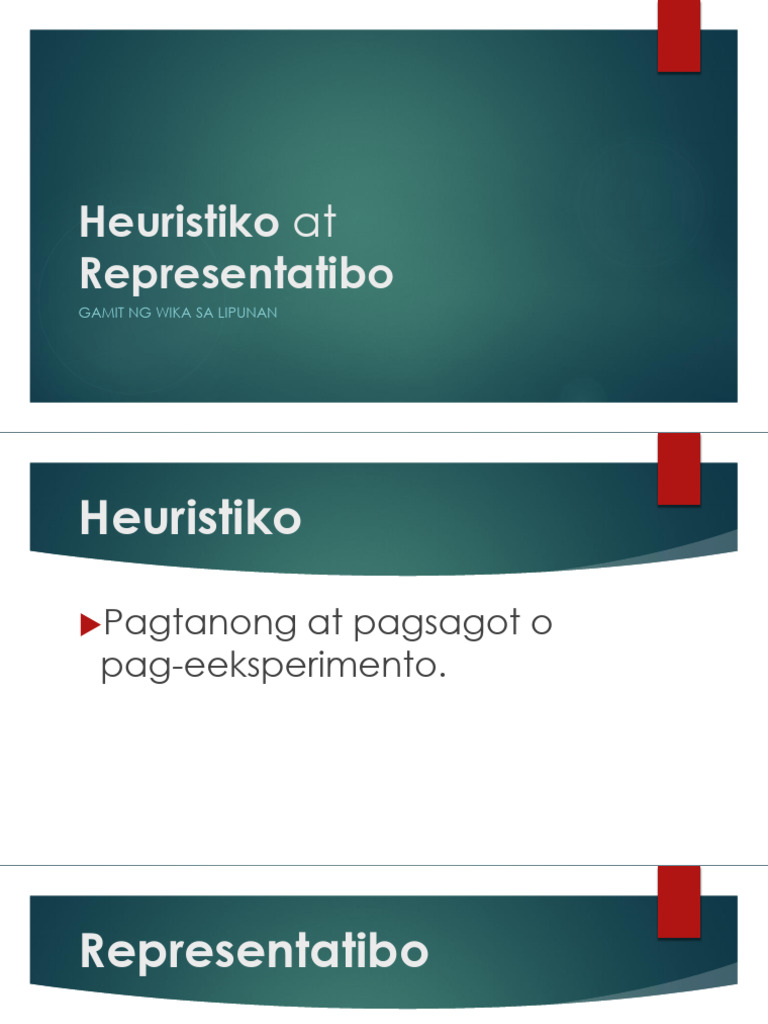 Gamit NG Wika Heuristiko at Representatibo | PDF
