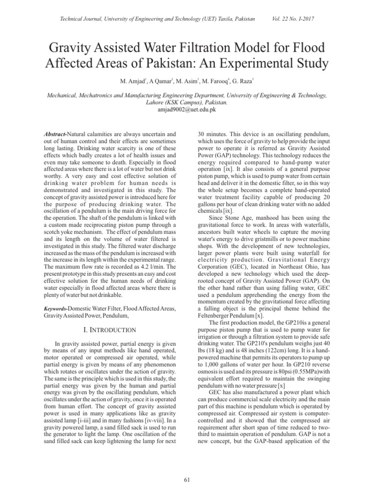 8-Gravity Assisted Water Filtration Model For Flood Affected Areas of ...