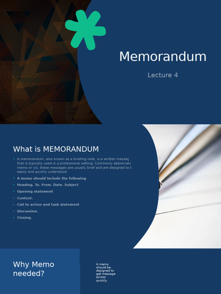 memo lecture 7 | PDF | Memorandum | Human Communication