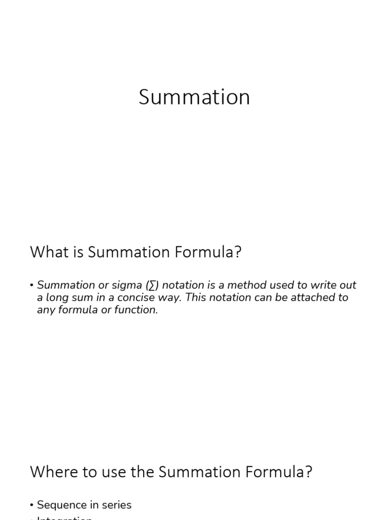 Lesson 02 Summation | PDF