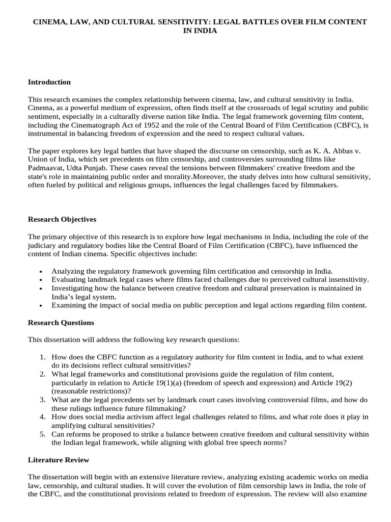 Synopsis For Research Proposal | PDF | Censorship | Freedom Of Speech