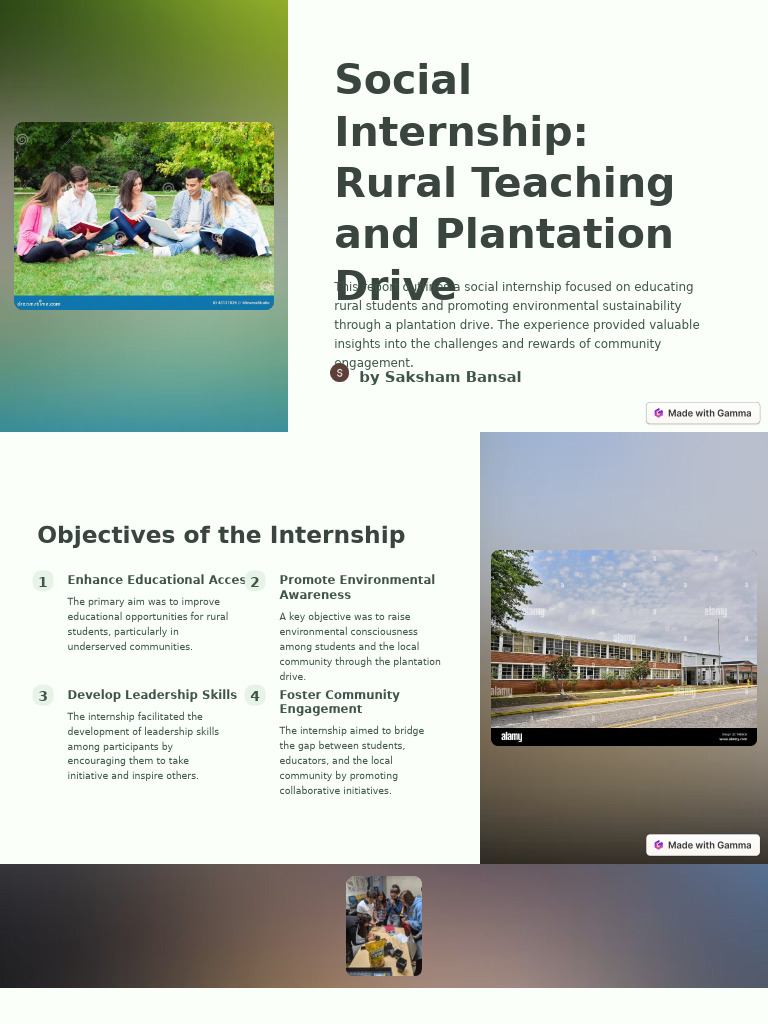 Social Internship Rural Teaching and Plantation Drive | PDF | Community ...
