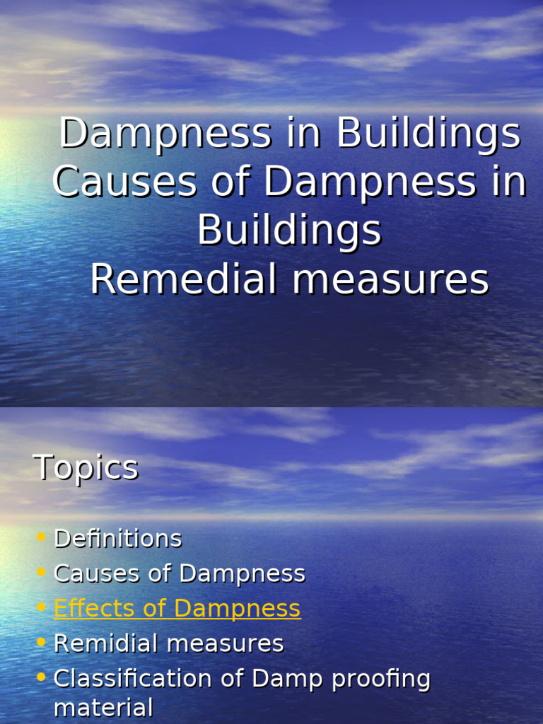 3-Dampness in Buildings | PDF | Mortar (Masonry) | Evaporation