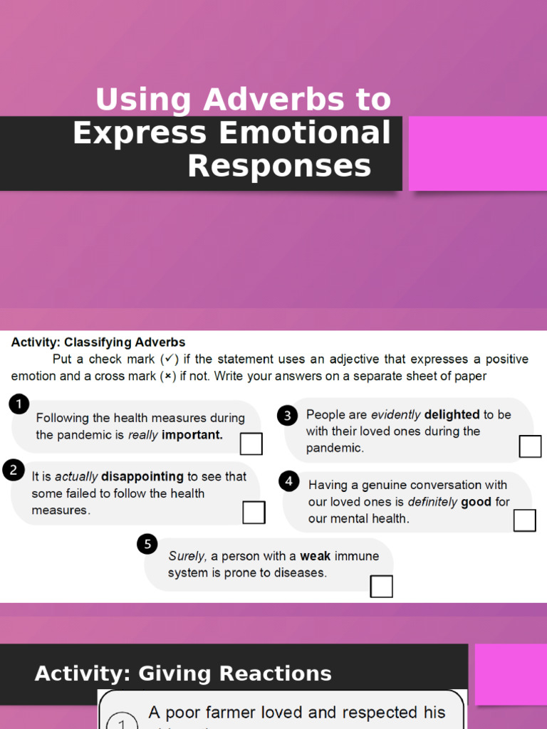 G8 - 3 Using Adverbs To Express Emotional Responses | PDF