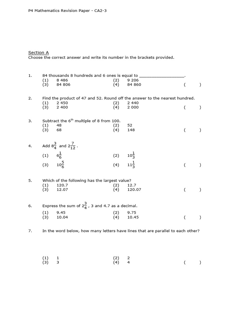 P4M-CA2-3 | PDF | Mathematics | Arithmetic