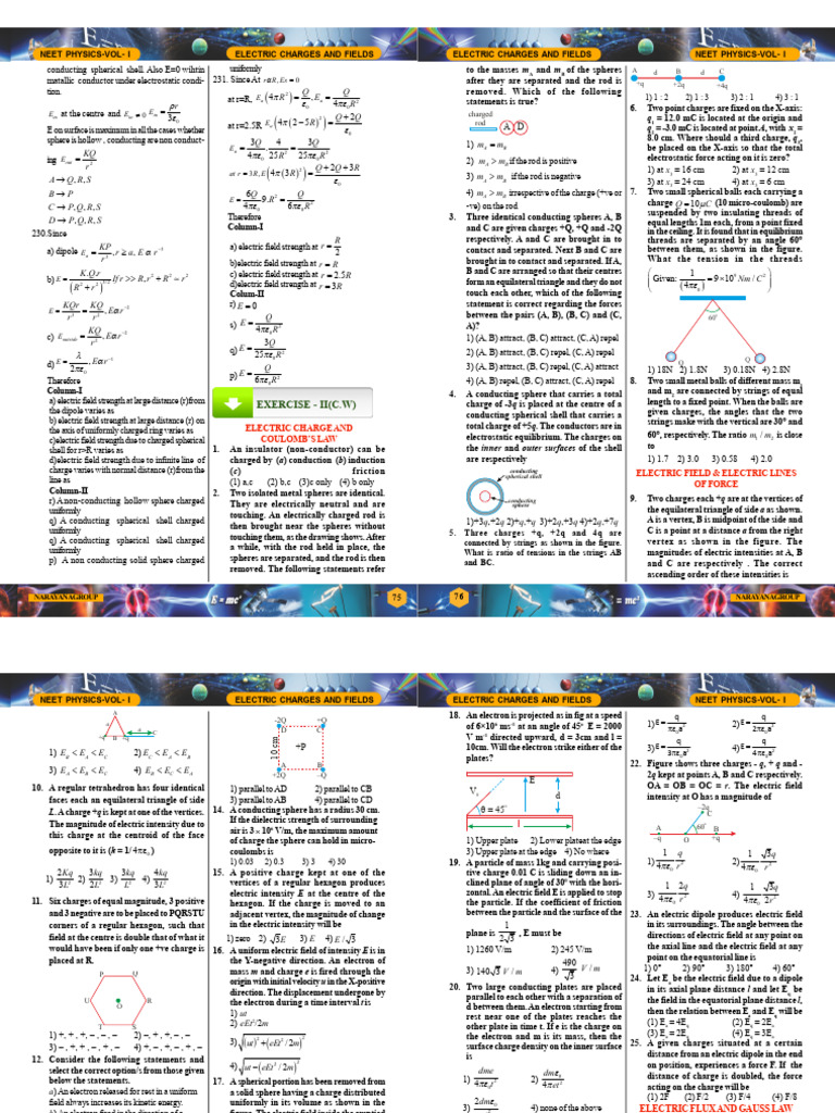 NEET Physics: Electric Charges & Fields | PDF | Electric Field | Sphere