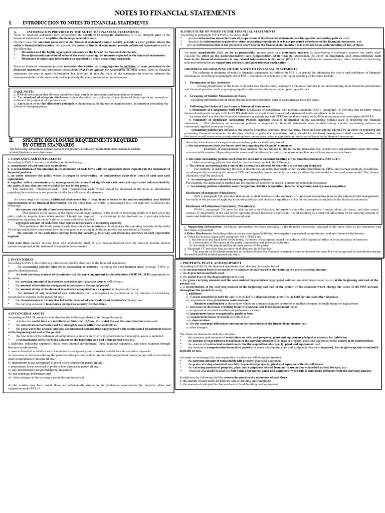 Financial Statement Notes Guide | PDF | Financial Statement | Depreciation