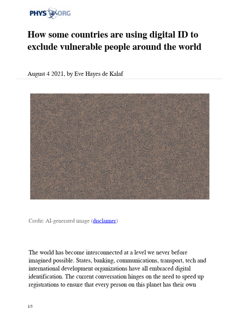 2021 08 Countries Digital Id Exclude Vulnerable | PDF | Identity ...