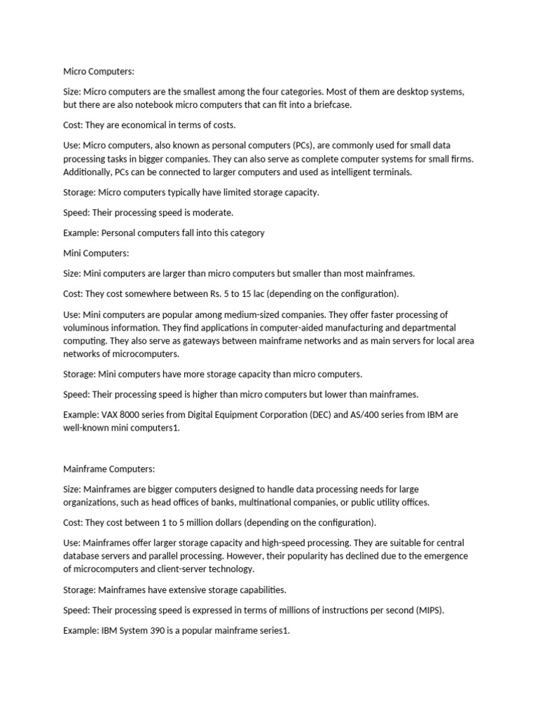 Micro Computers | PDF | Mainframe Computer | Microcomputers