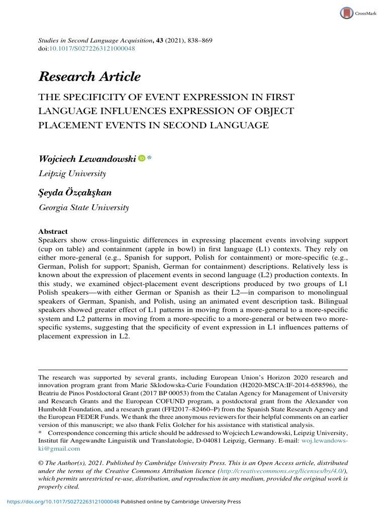 事件の習得（2021） | PDF | Second Language | First Language