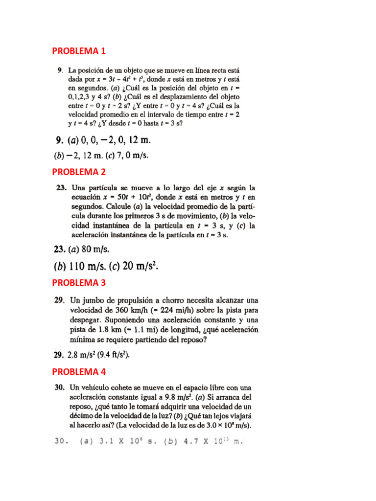 PROBLEMAS DE CINEMÁTICA | PDF