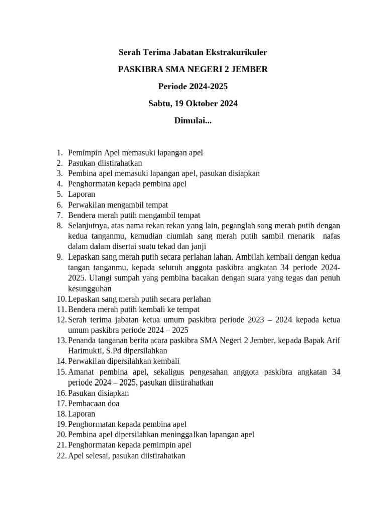 Teks Apel Sertijab | PDF