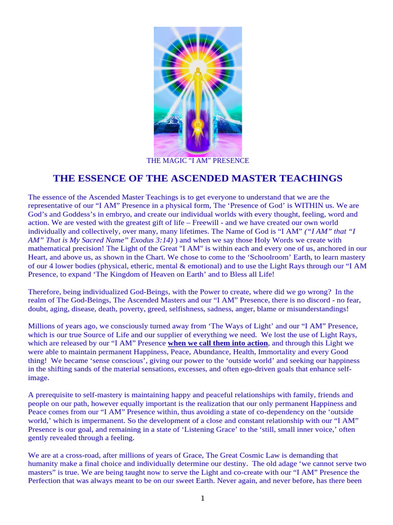 The Essence of The Ascended Master Teachings | PDF | Ascended Master ...