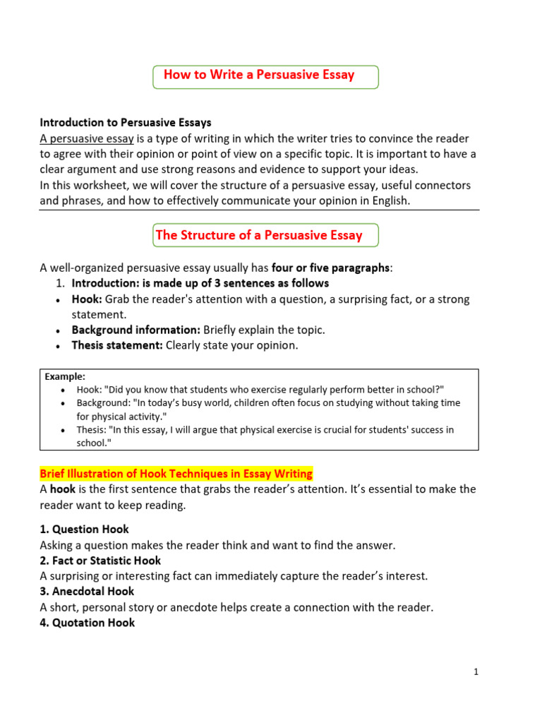 Persuasive Essay Writing Guide | PDF | Essays | Cognition