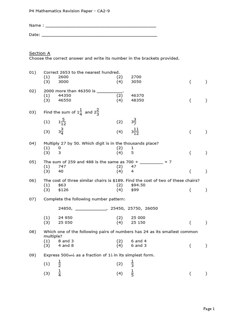 P4M-CA2-9 | PDF | Mathematics