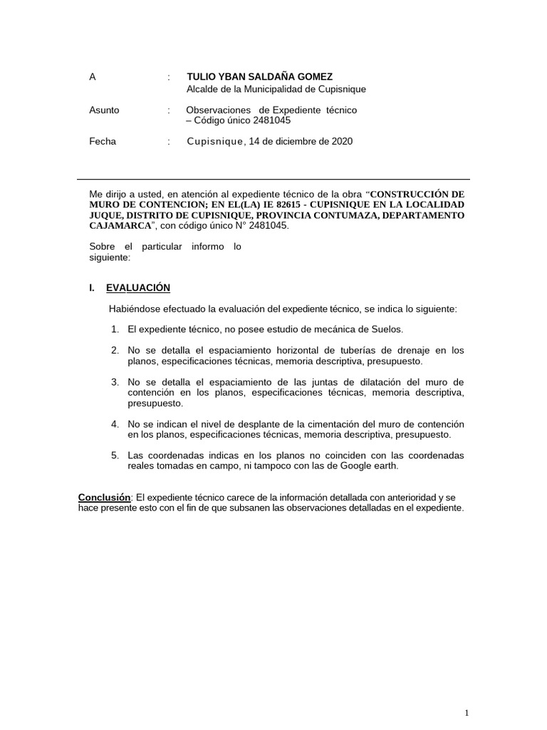 Observaciones Juque | PDF
