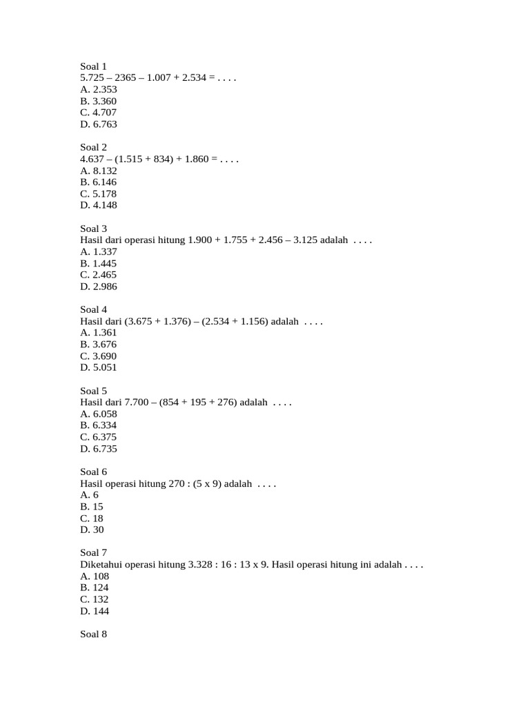 Matematika Operasi Hitung | PDF