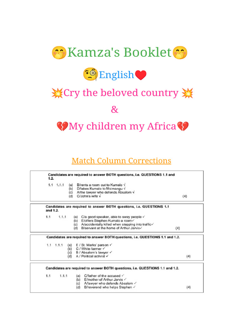 Kamza's Booklet English Memo | PDF