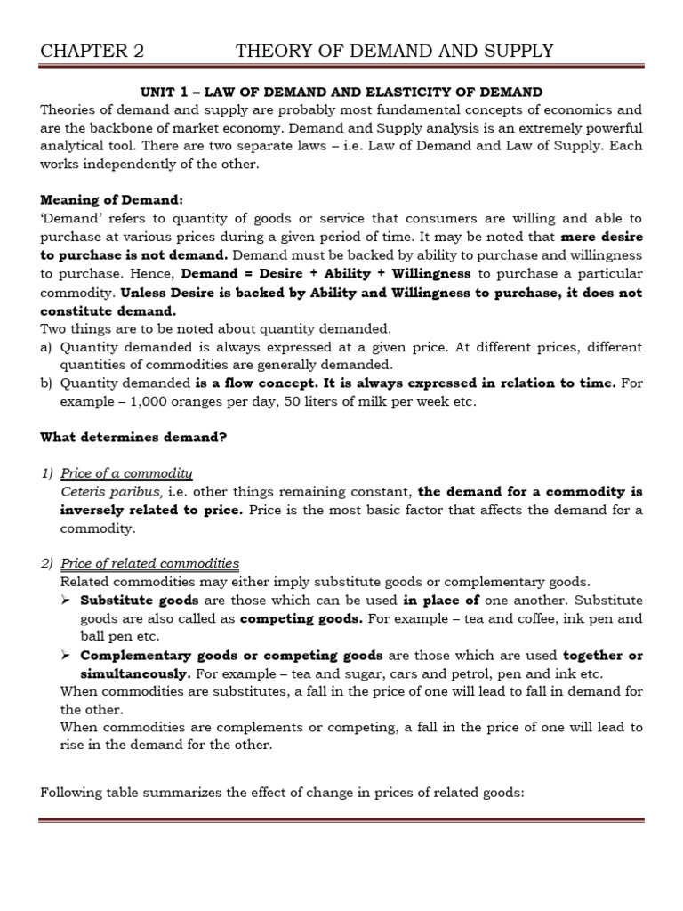 Unit 2 demand and supply | PDF | Demand | Elasticity (Economics)