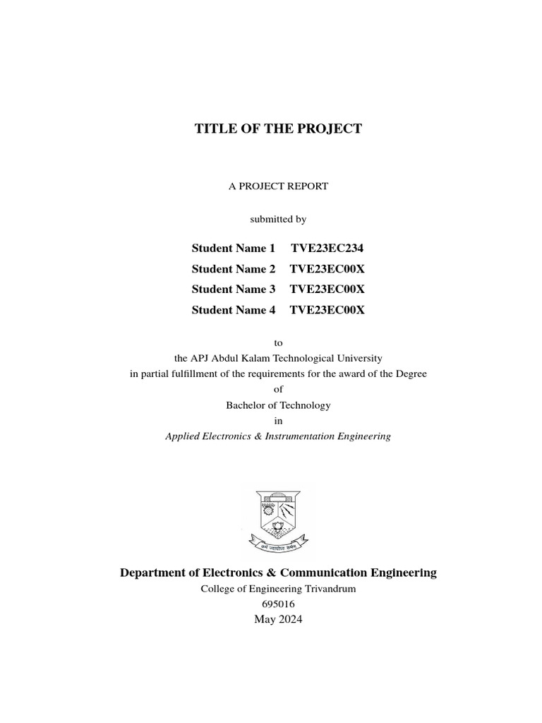 Btech Ktu Project Report Ece Cet | PDF | Abstract (Summary) | Literature Review