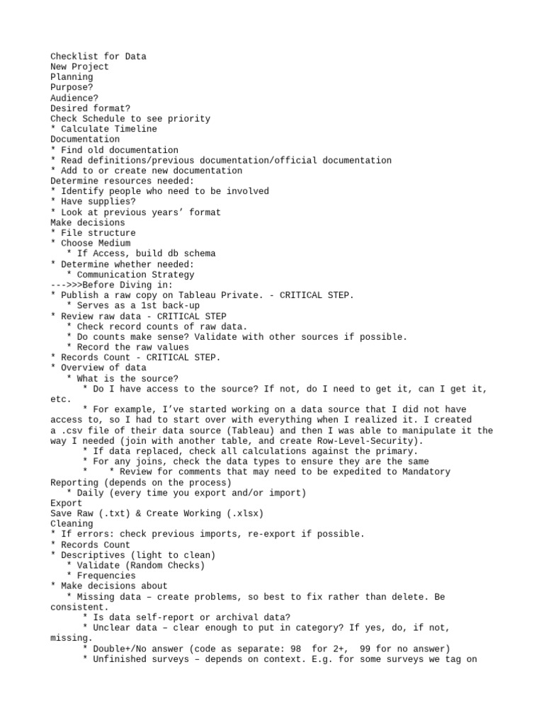 Checklist for Data | PDF | Data | Information Technology