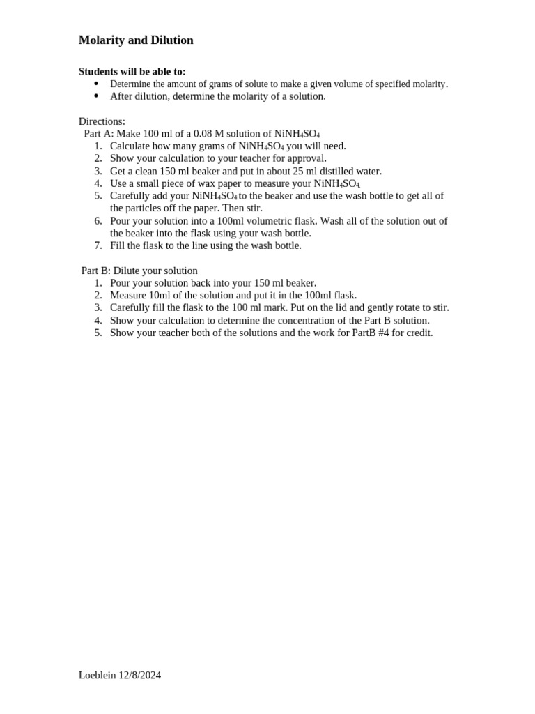 molarity_dilution_lab | PDF