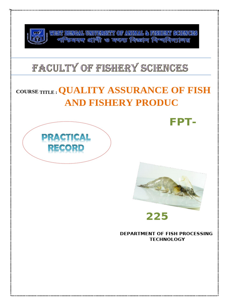 Quality Assurance of Fish and Fishery Produc: Course | PDF | Chemistry ...
