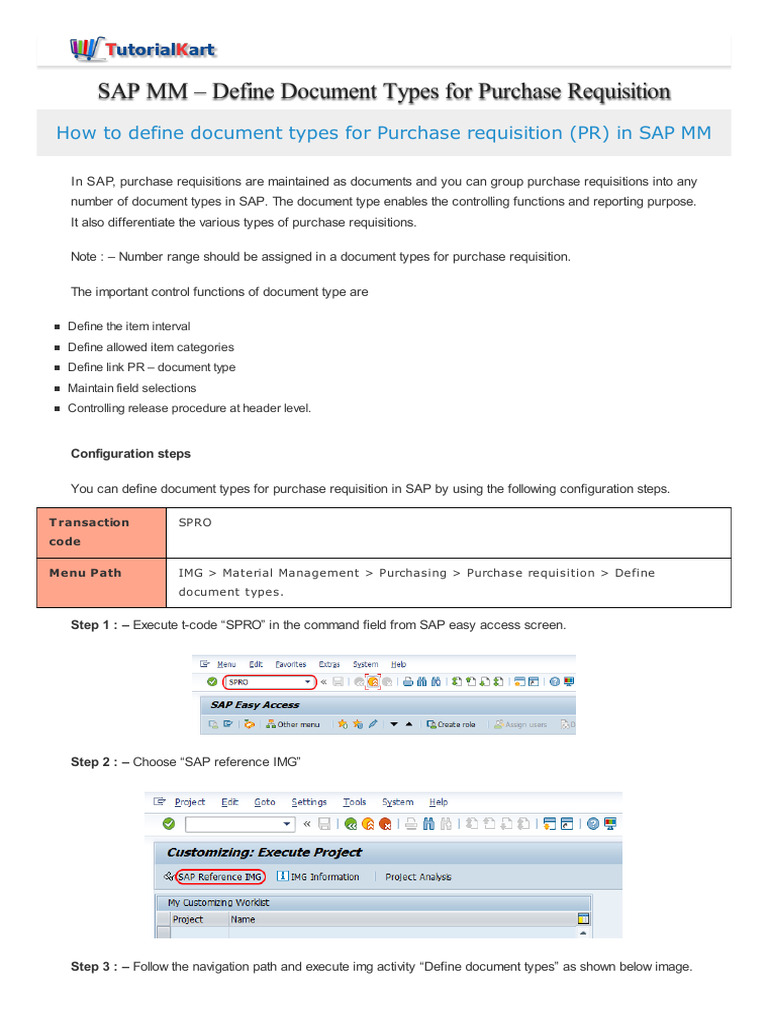 Defining Purchase Requisition Document Types | PDF | Software | Computing