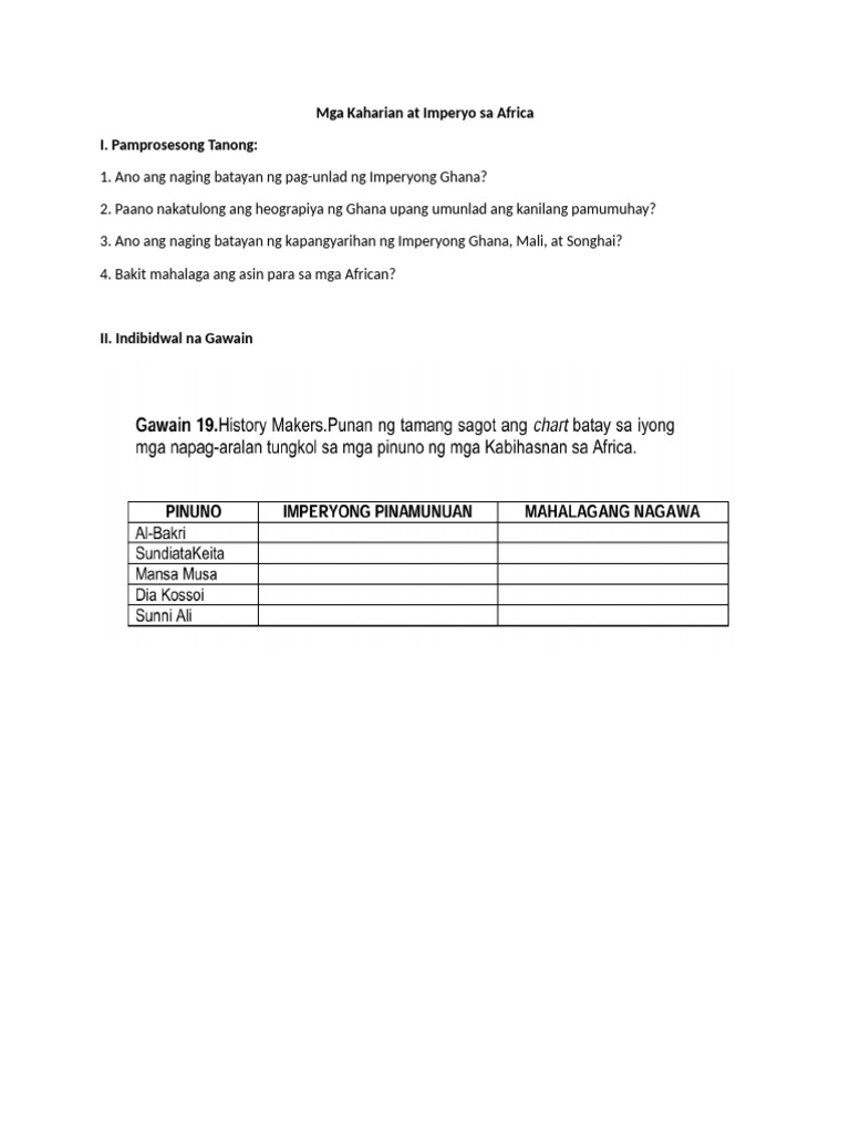 Ap 8 Africa Activity | PDF