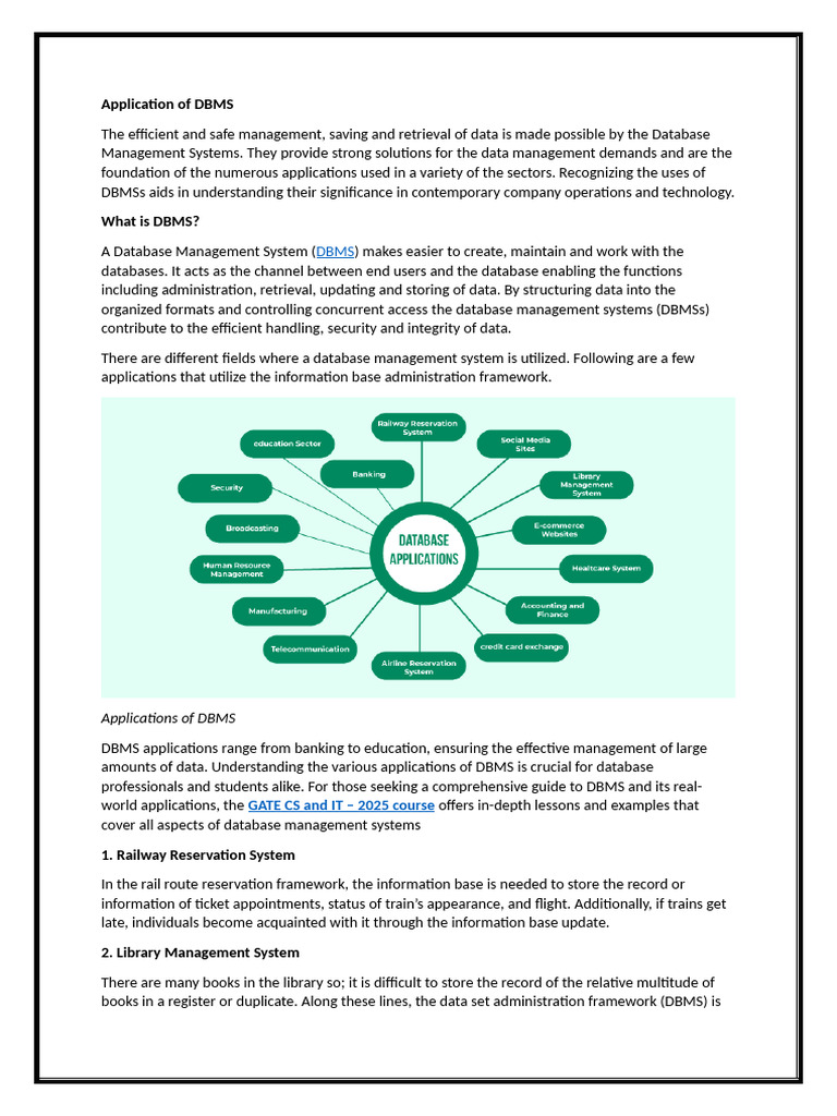 Application of DBMS | PDF | Databases | Information Technology