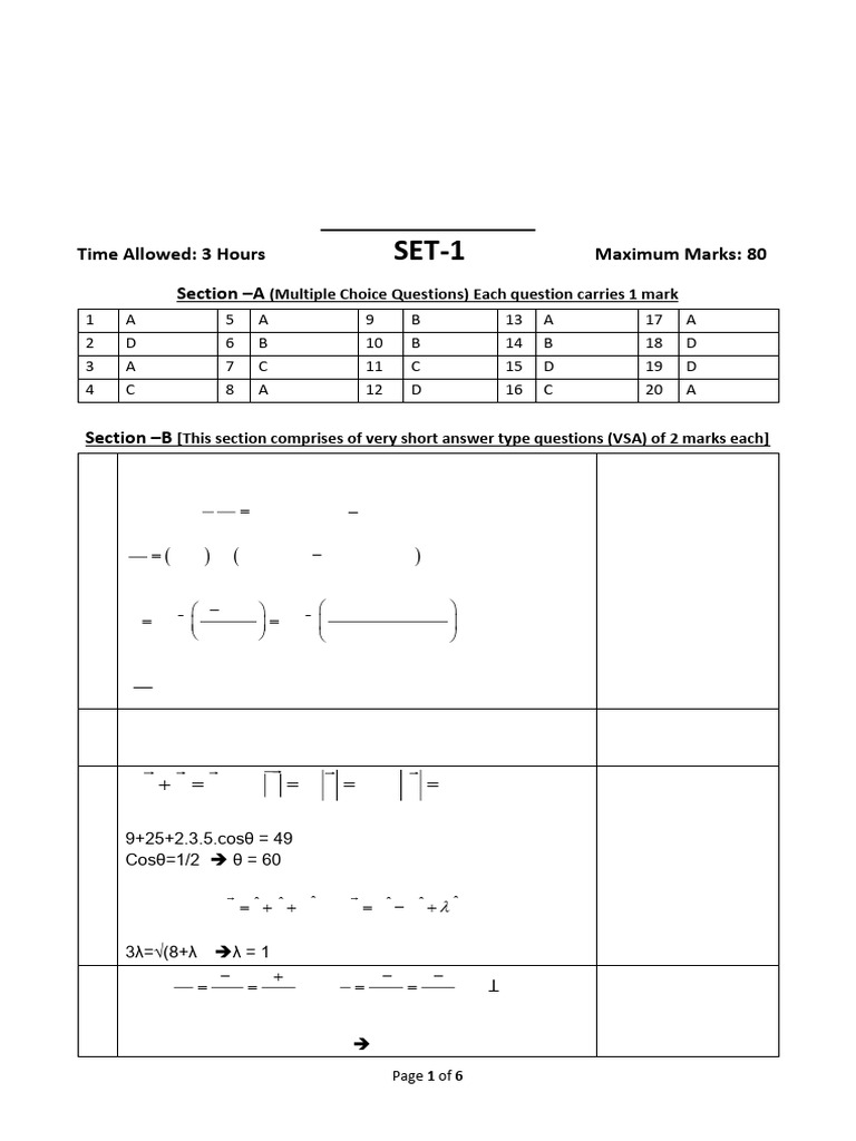 Set 1 MS Maths Class Xii Pre Board 24-25 | PDF | Mathematical Objects | Mathematical Relations