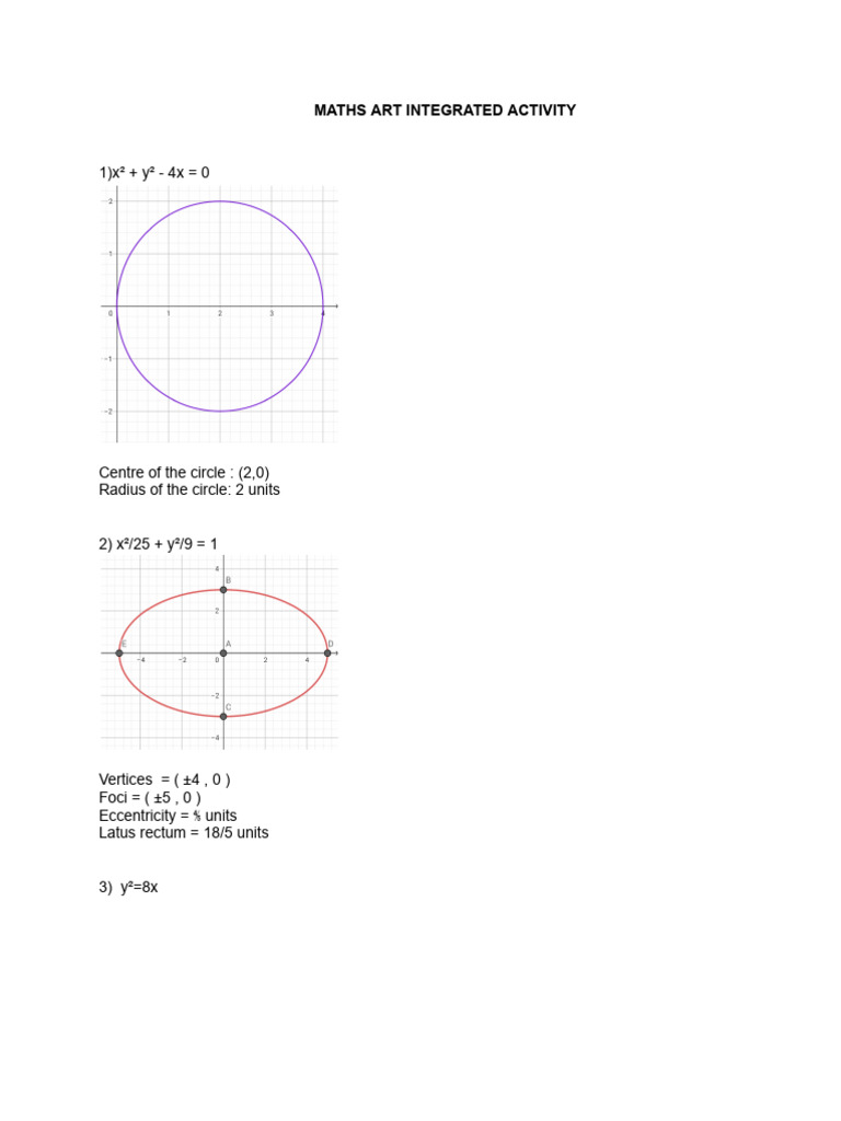 Circle and Ellipse Geometry Activity | PDF