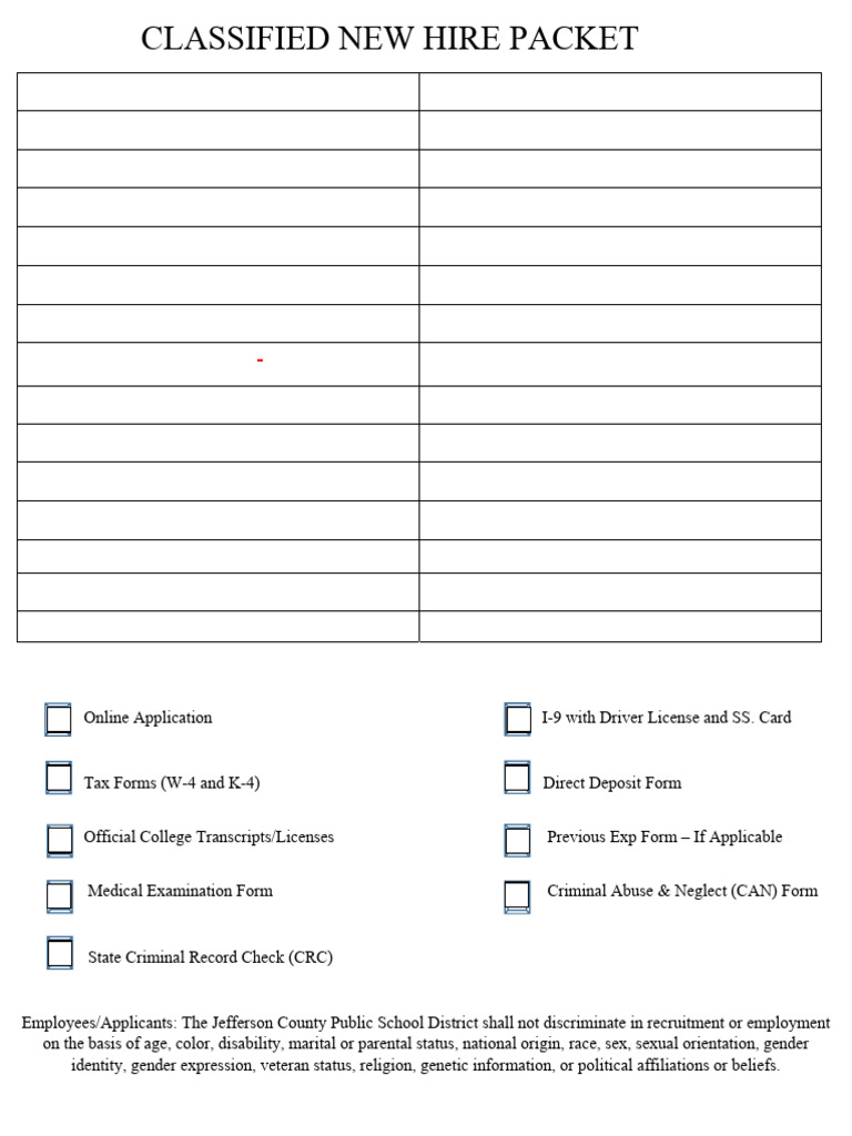Jefferson County New Hire Packet | PDF | Tax Refund | Payroll