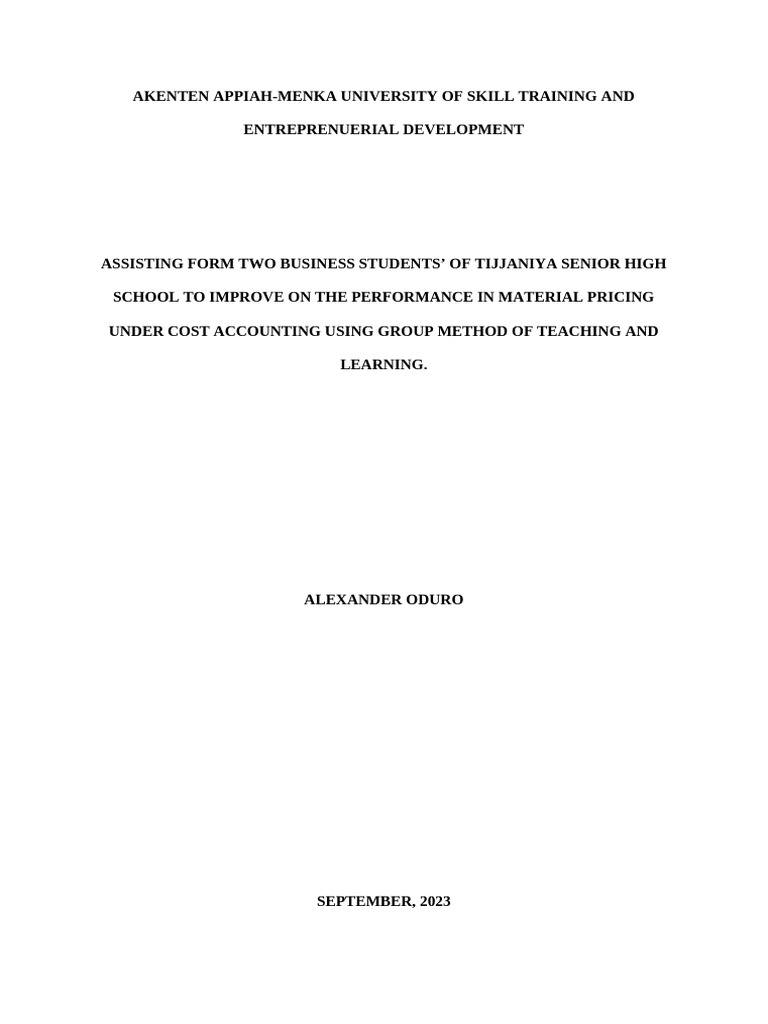 Alexander Oduro Final Project | PDF | Learning | Methodology