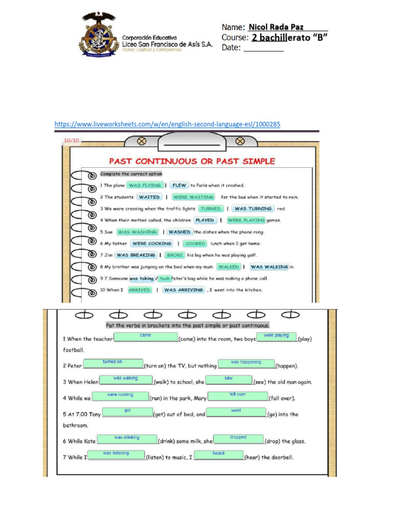 Grammar Worksheets-Deber Ingles | PDF