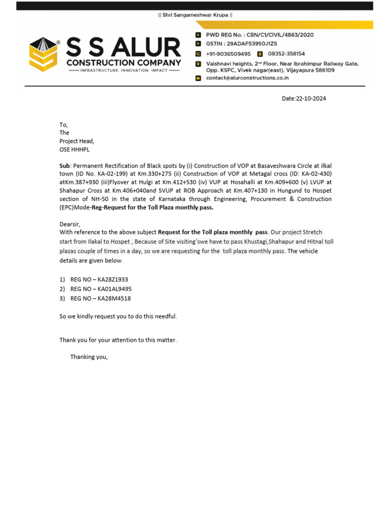 Toll Plaza Monthly Pass Reg | PDF