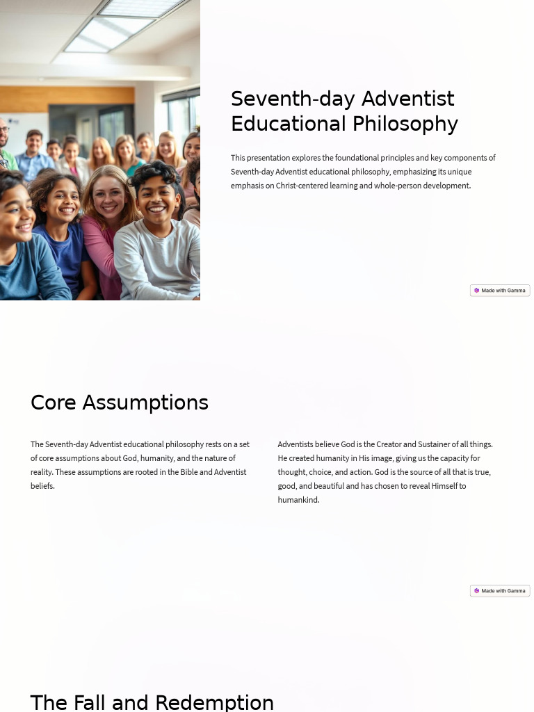 Adventist Educational Philosophy Overview | PDF | Curriculum | Salvation