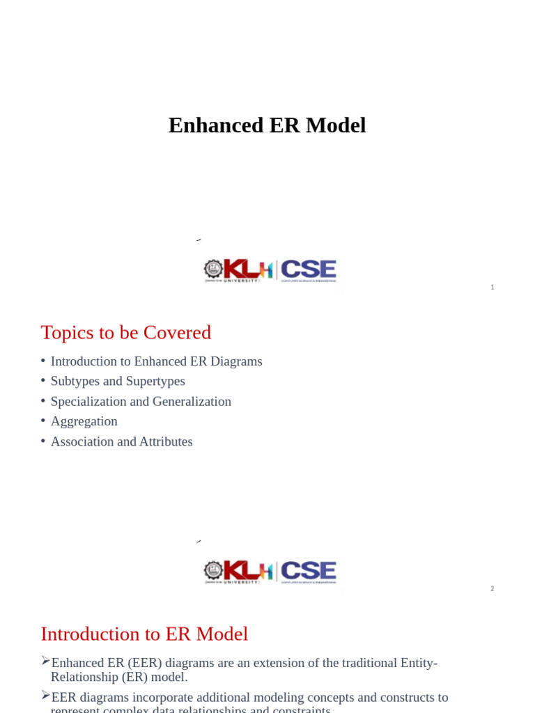 Enhanced ER Diagrams Guide | PDF | Data Model | Data