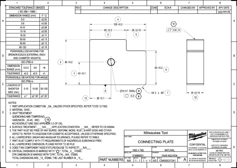 Techinical Test - Drawing Rev02 | PDF | Engineering Tolerance ...