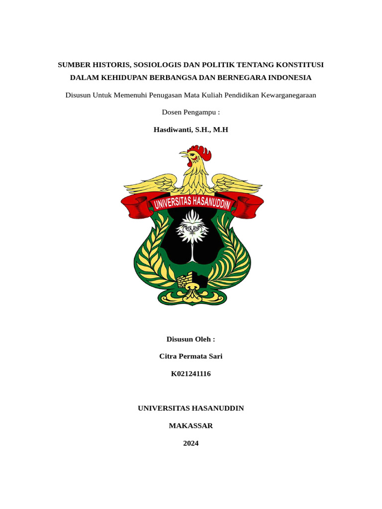 Sumber Historis dan Sosiologis Konstitusi Indonesia | PDF