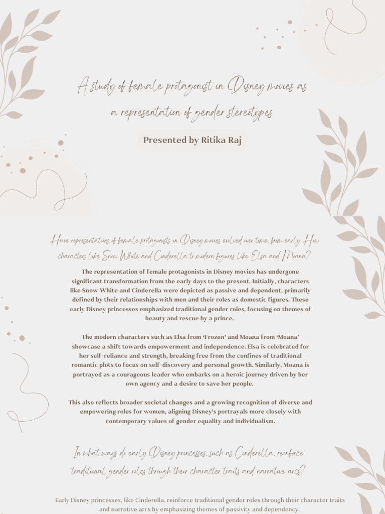 A Study of Female Protagonist in Disney Movies As A Representation of ...