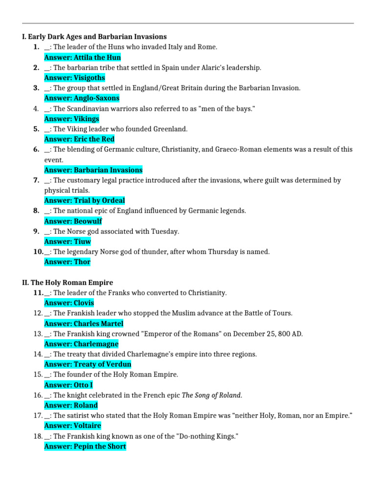 Medieval_History_Identification_Test | PDF | Epic Poetry | Crusades