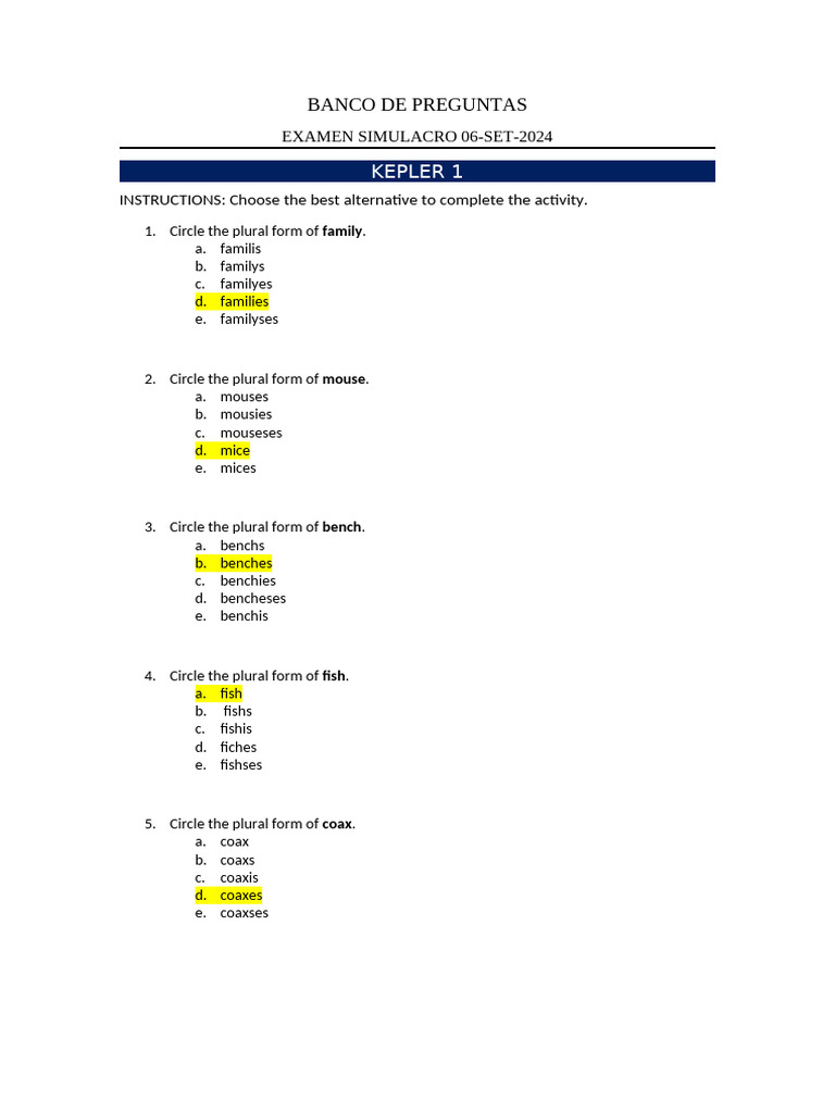 Basic English Test | PDF | Morphology | Language Mechanics