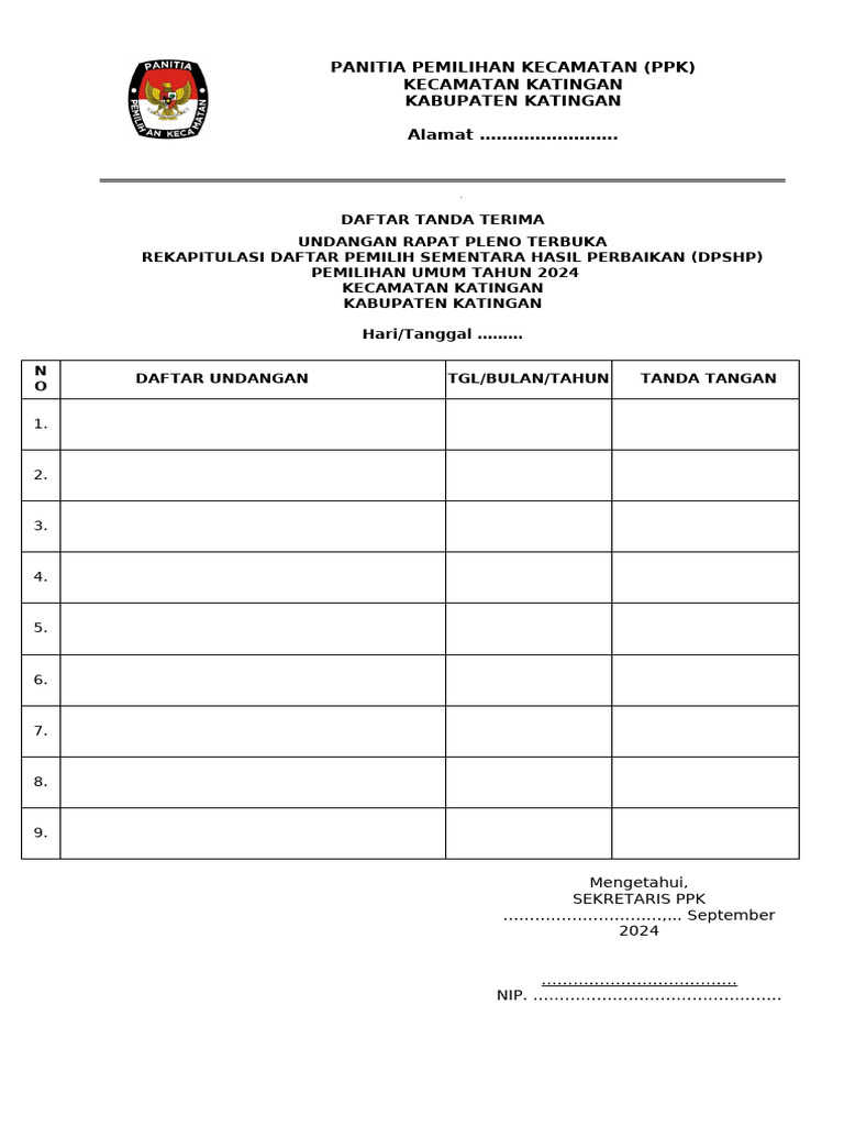 5 Draft Tanda Terima Undangan | PDF