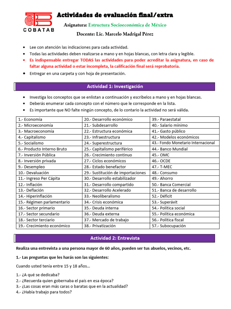 Act. Eval. Final-ESEM | PDF | Capitalismo | México