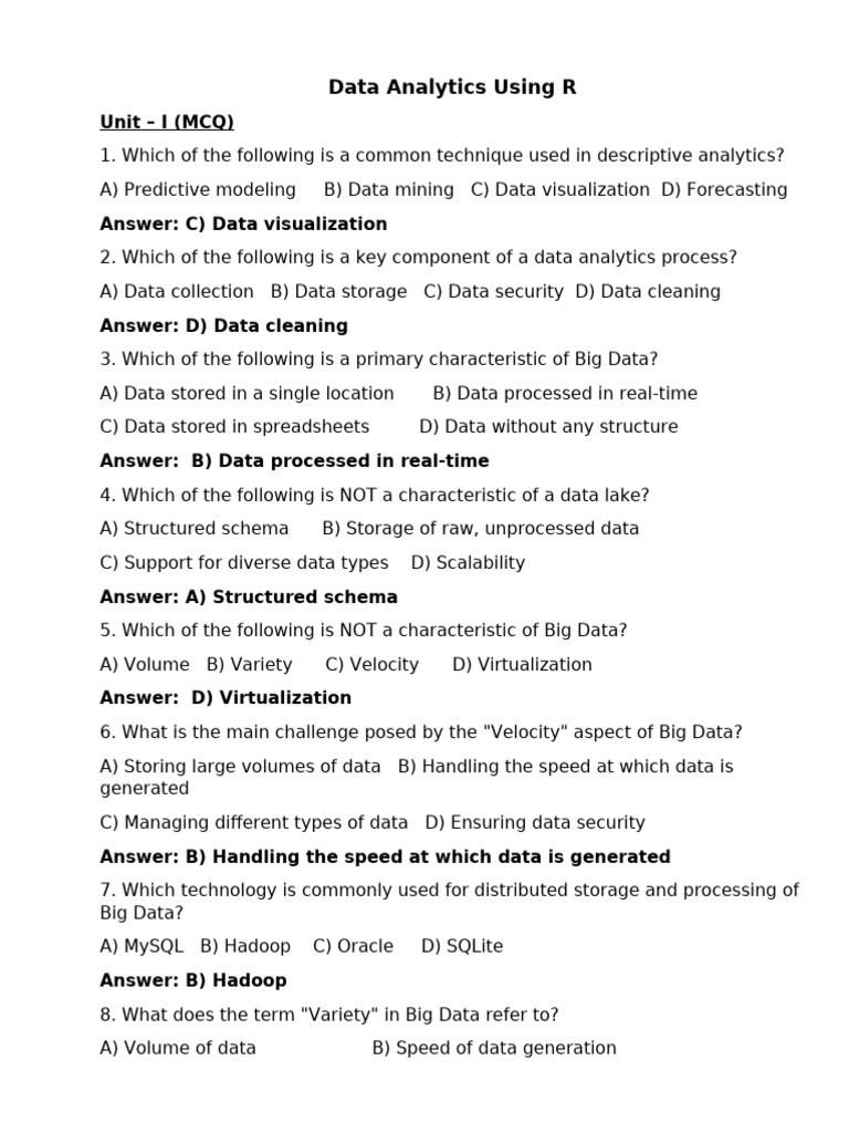 MCQ DA | PDF | Apache Hadoop | Control Flow