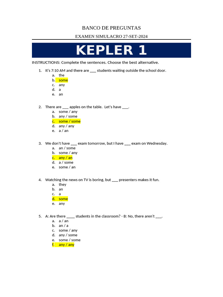 Basic English Test | PDF