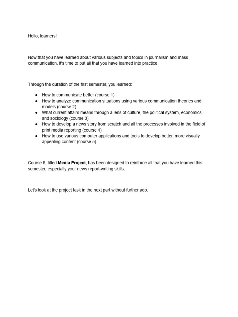 Media Project-Assignment 1 | PDF | News | Human Communication